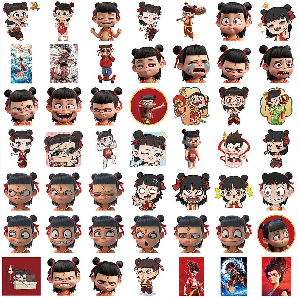 NeZha Stickers for Kids Teens Adults 50pcs Vinyl Waterproof Anime Mo ...