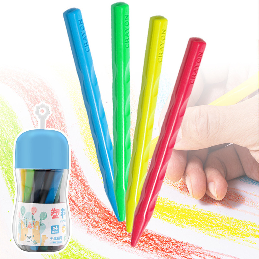 Triangles Bar Shape Corrective Grip Crayons Set Non-Dirty Hand Colored ...