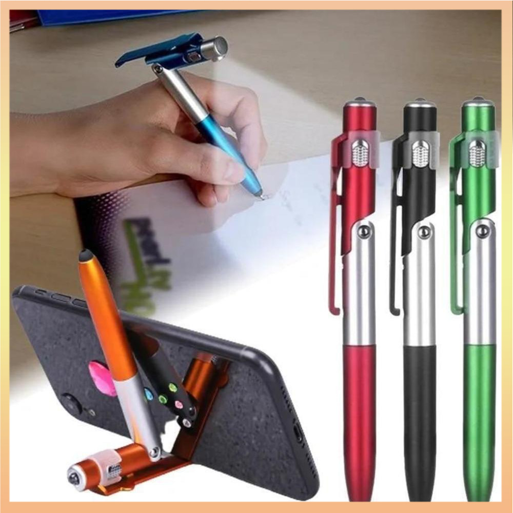 4 In 1 Multifunction Ballpoint Pen With LED Light Fold Phone Holder ...