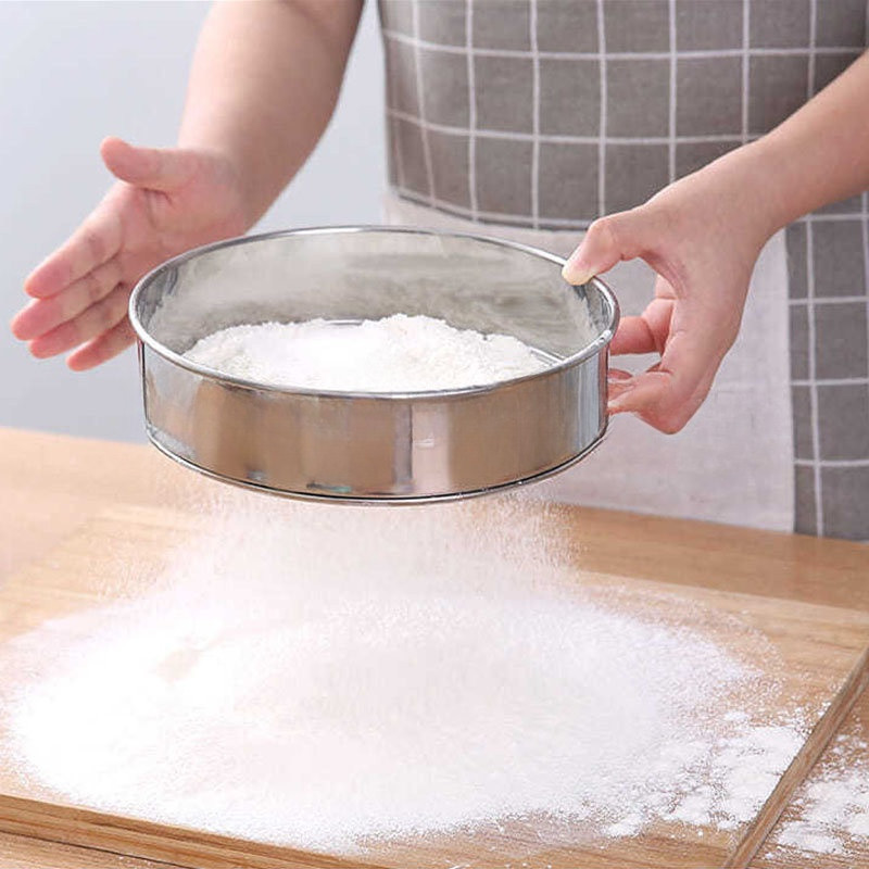 Stainless Steel Flour Sieve Round Flour Sieve Strainer Mesh Kitchen ...