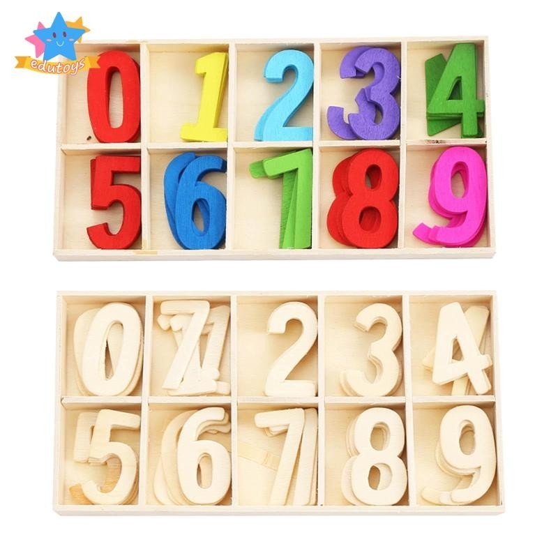 [Edstars] 50Pcs Wooden Numbers 0 to 9 Early Training Education Numbers ...