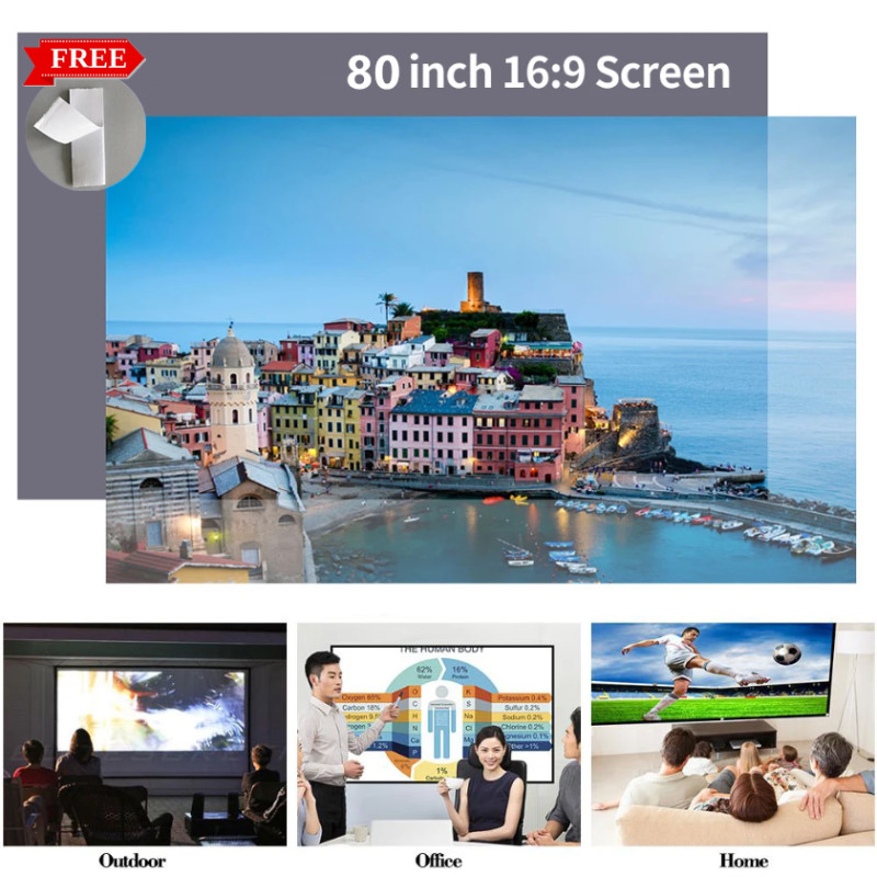 24 Hours Delivery Projector Screen 80 Inch Anti-Light Portable Cab HD ...