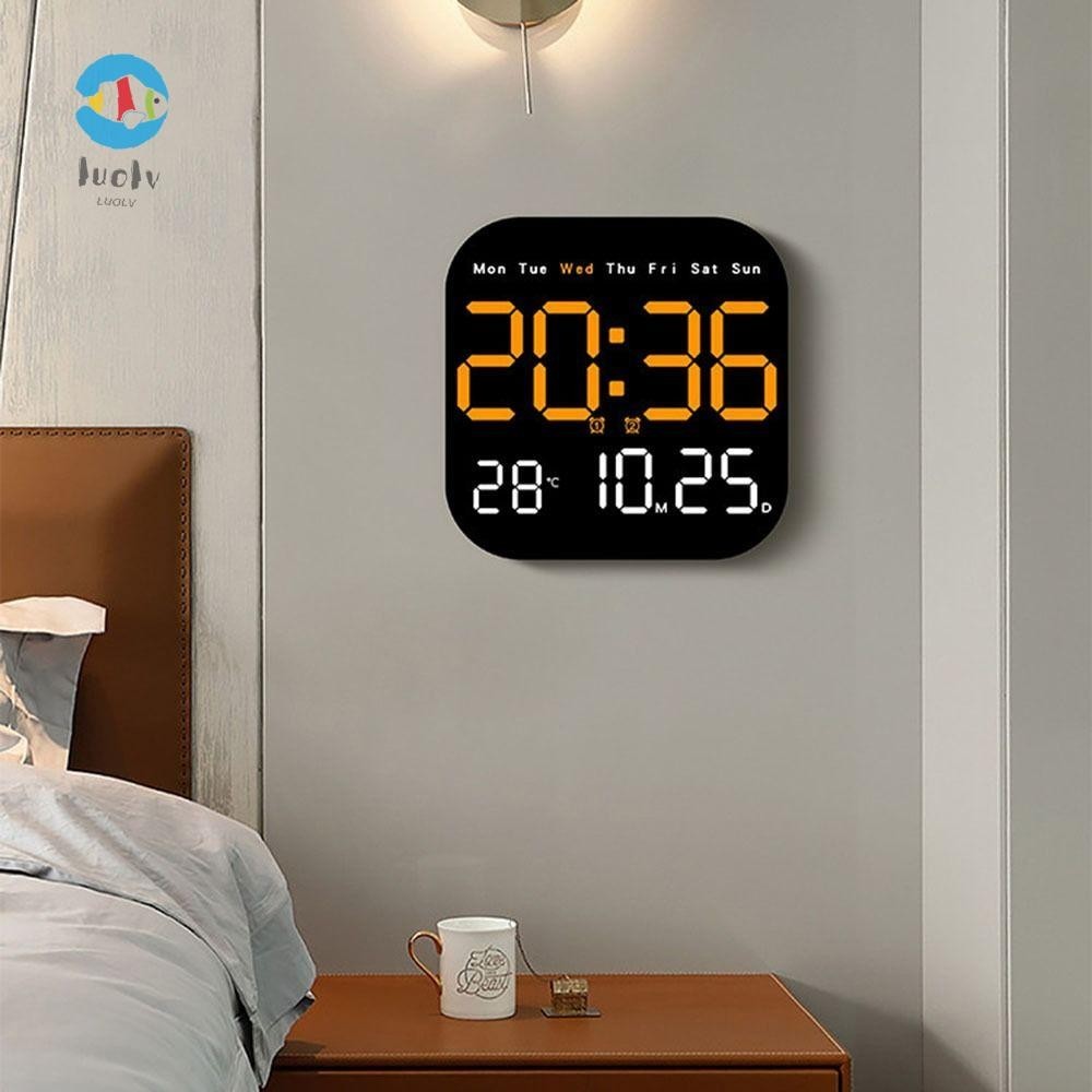 LUOLUVO Electronic Wall Clock, Wall-mounted Multi-functional Digital ...