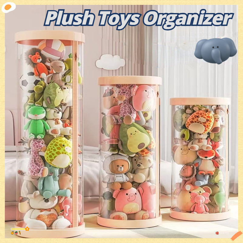 Plush Doll Storage Bucket Transparent Stuff Toy Organizer Children's ...