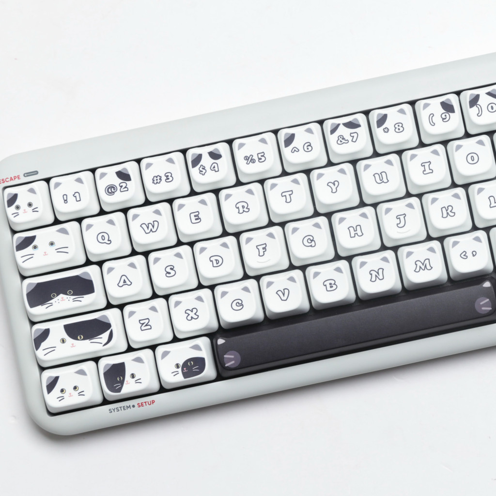 Cute Black and White Cat Themed Keycaps with Black and White Color ...