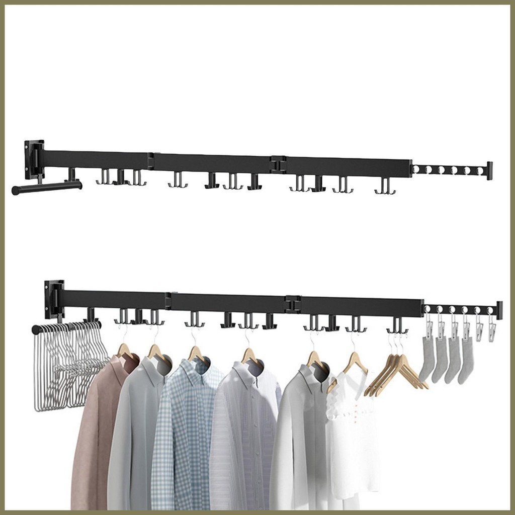 Retractable Clothes Hanger Wall Mounted Drying Rack Strong Load-Bearing ...