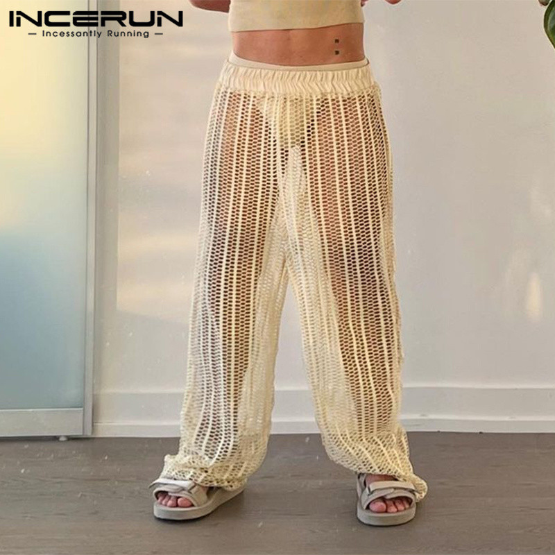 INCERUN Men's Fashion Loose Beach Mesh Pants | Shopee Philippines