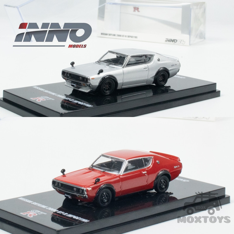 INNO 1:64 SKYLINE 2000 GT-R (KPGC110) Silver / Red Diecast Model Car ...