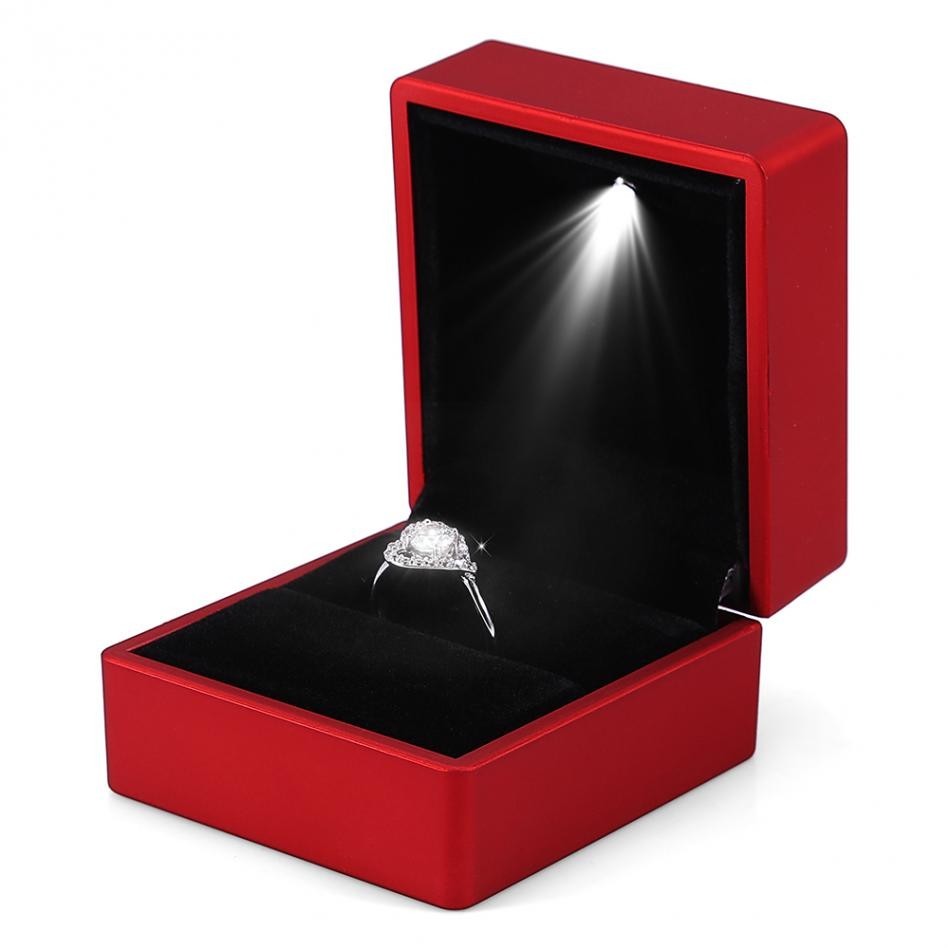 Jewelry Box With LED Light For Engagement Wedding Festival Box Ring ...