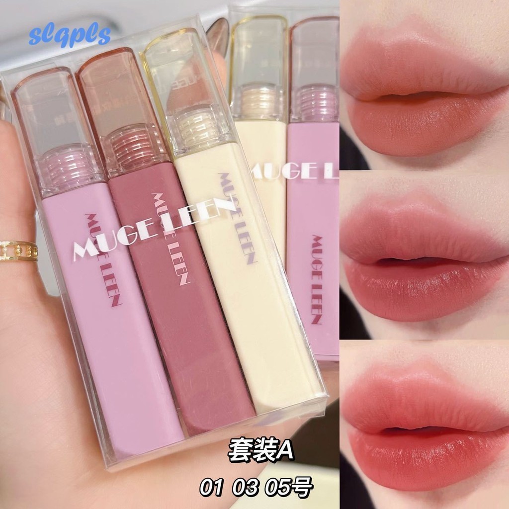 MUGE LEEN Lip Glaze Powder Matte Low Saturation Light Look Whitening ...