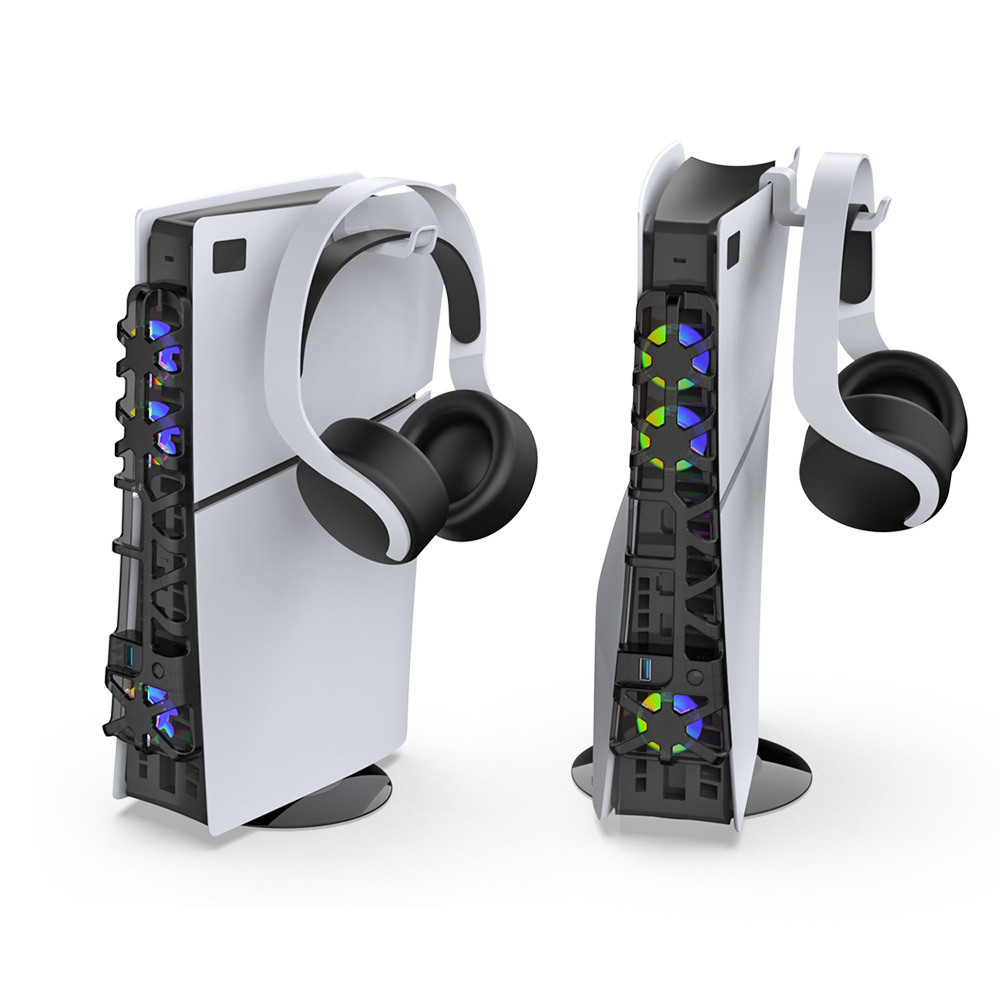 Vertical Stand+cooling fan and Headphone Hanger set For PS5 Slim Game ...