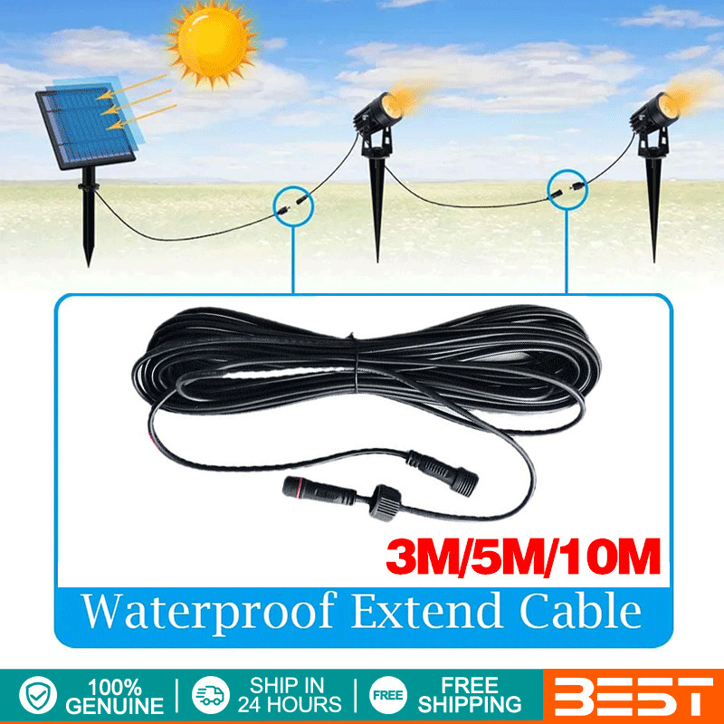 3m/5m/10m Solar Light Extension Cable Thick Wire Outdoor Flood Lights ...
