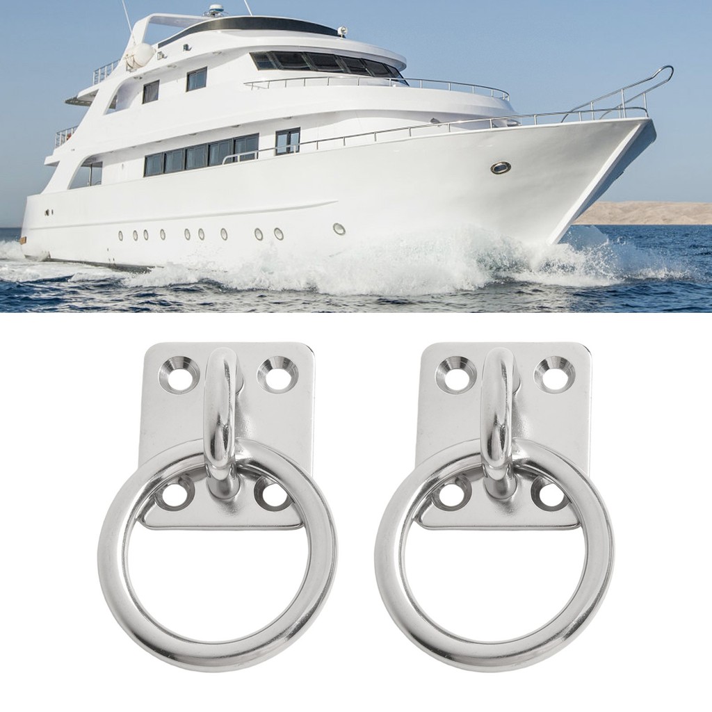 2× 304 Stainless Steel Square Eye Plates Ring 1/4" Marine Rigging Boat ...