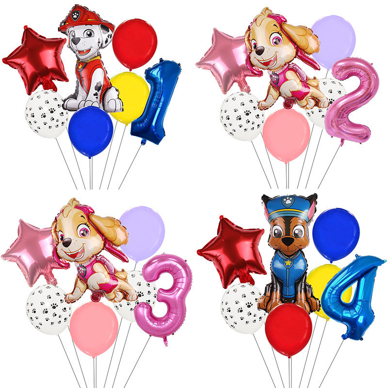 Paw Patrol Theme Balloons Set Skye Chase Marshall Foil Balloon Dog Paw Latex Balloon 32inch ...