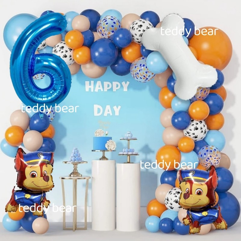 Paw Patrol Balloon Garland Arch Kit 32inch Blue Number Balloon Mini Chase Dog Paw Theme for 0 ...