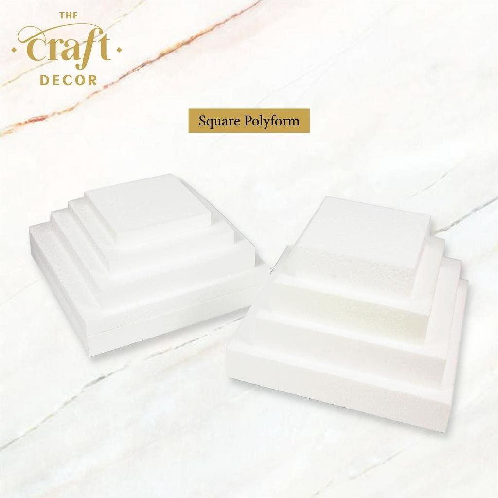 The Craft Decor White Square Polyform Gabus Segi Empat DIY Form Base ...