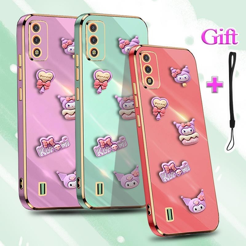 For ITEL A37 A26 Case Straight Edge Gold Plating Soft Shell With DIY 3D ...