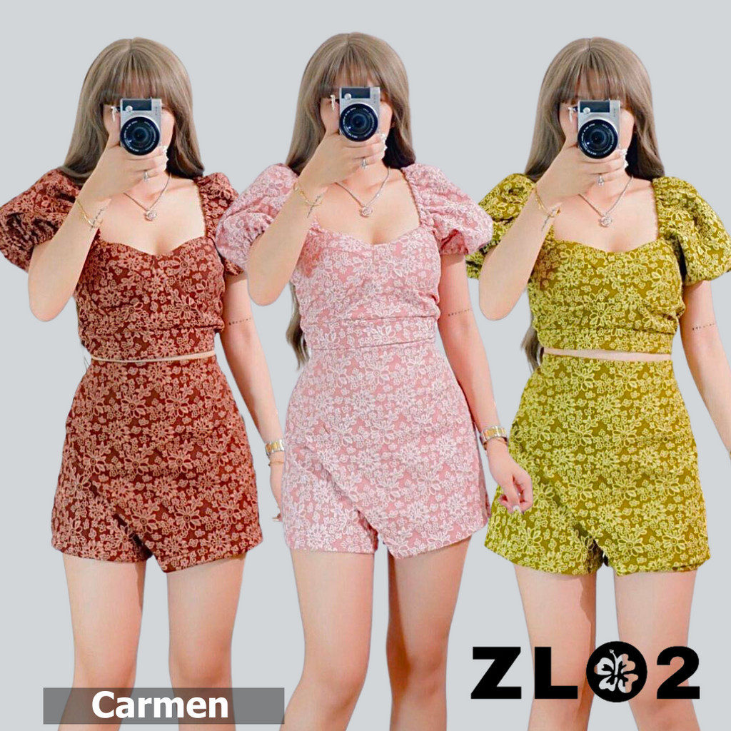 ZLO2 PADDED Coordinates Puff Sleeves Crop Top and High Waist Skort ...