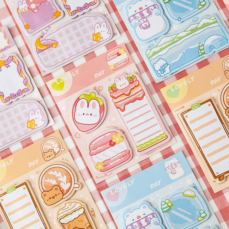 Cute Cartoon Sticky Notes Set Student Memo Pad Message Writing ...