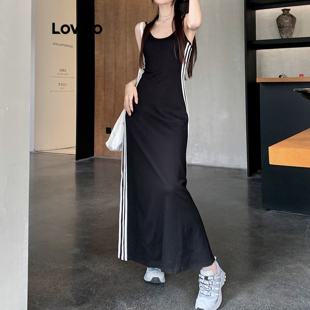Lovito Women Casual Plain Contrast Binding Dress LNE30317 | Shopee ...