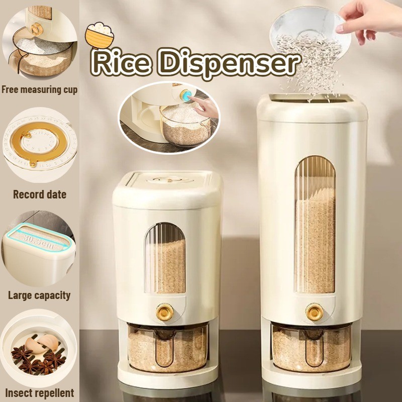 10KG Rice Storage Box Sealed Rice Dispenser Grain Storage Rice Bucket ...