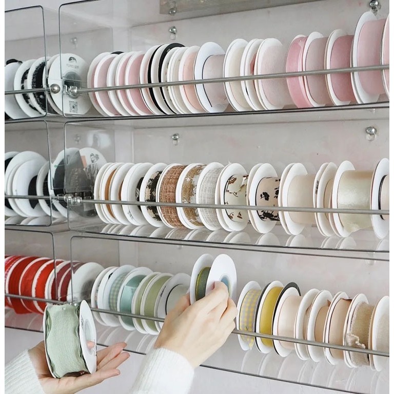 1pc Acrylic Ribbon Storage Rack Transparent Hanging Flower Shop Wall ...
