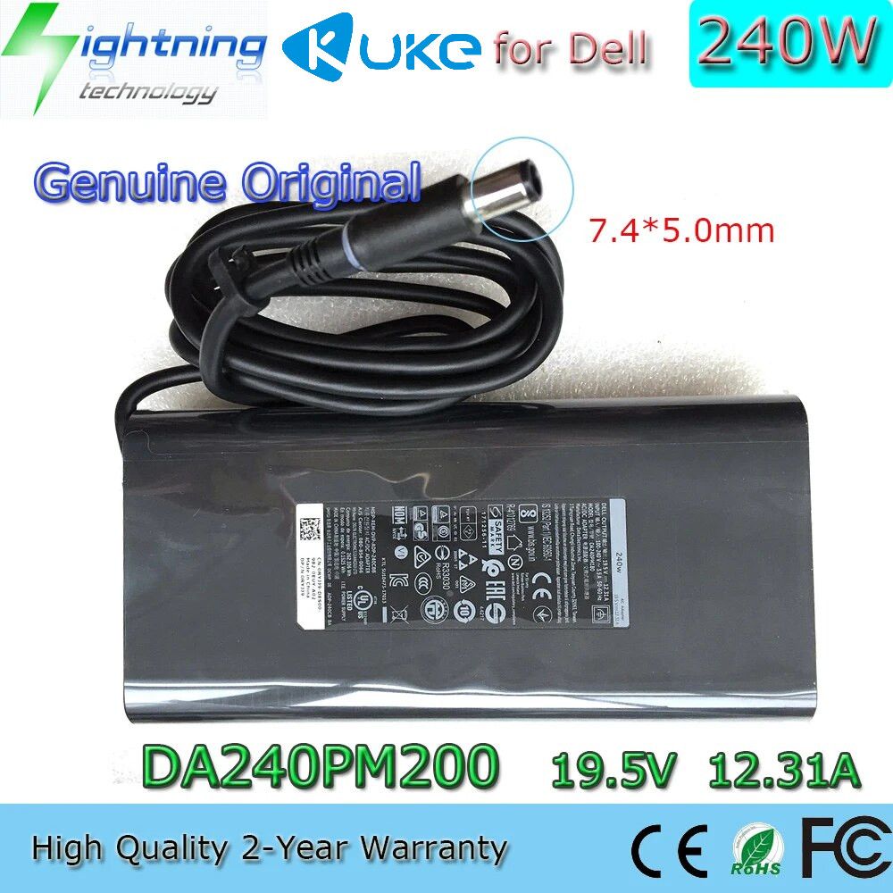 240W 19.5V 12.31A 7.4*5.0mm DA240PM200 GaN Laptop AC Adapter for Dell ...