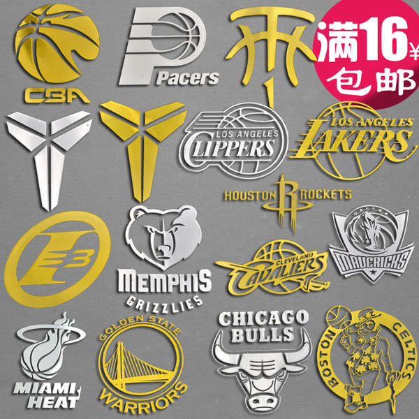Nba Basketball Team Logo Metal Sticker Iverson Rocket Speedboat Lakers ...