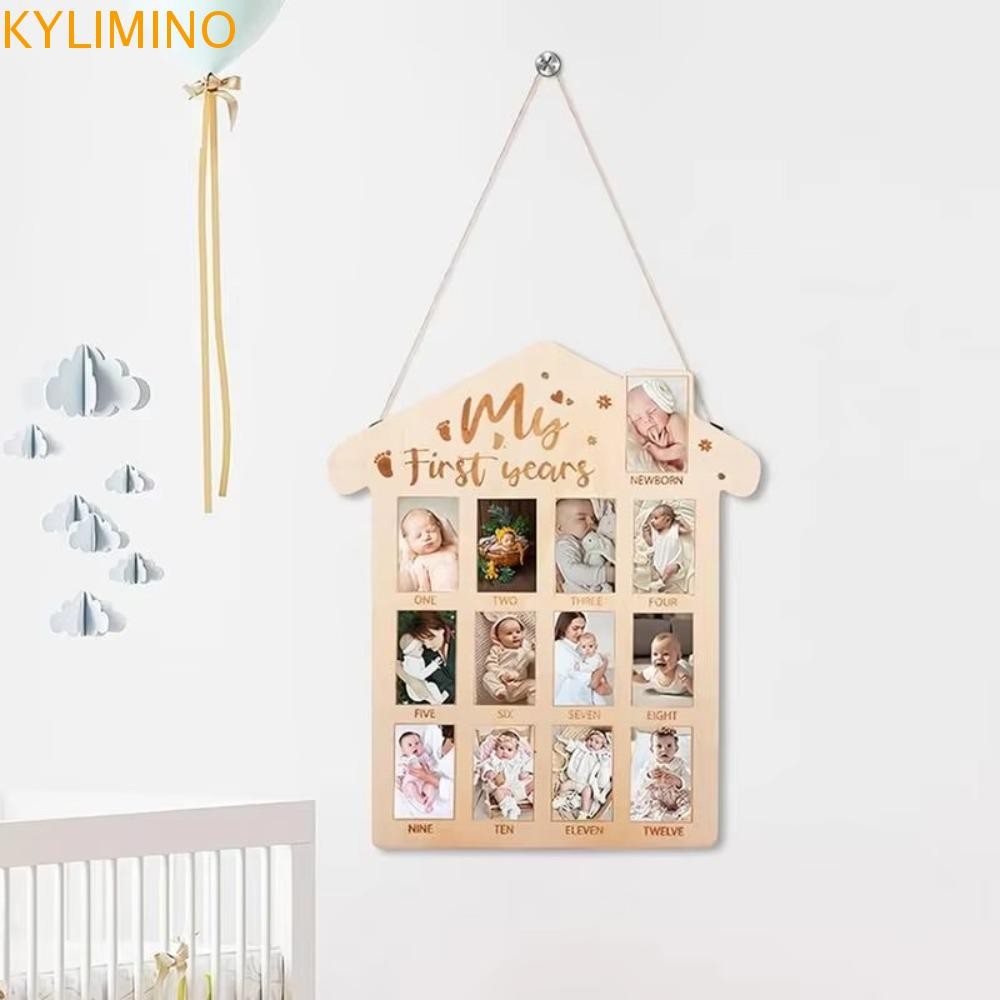 KYLIMINO Baby’s First Year Picture Frame, Wooden Commemorative 12 Month ...