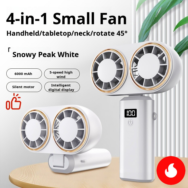 Handheld Electric Fan Compact Rechargeable Dual Fan Cooler Rechargeable ...
