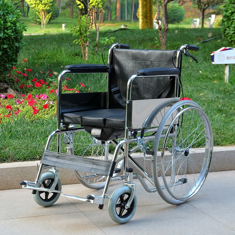 Folding Small Wheelchair Electroplated Coated Handheld Handle Commode ...