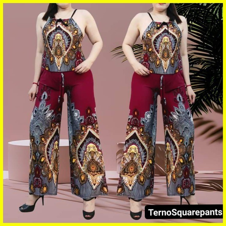 D85 Fashion Elegant Classy Terno Flowy Squarepants Free size up to XL ...