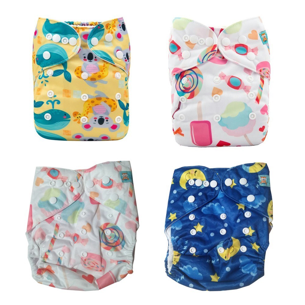 5 pcs ALVA BABY Washable Cloth Diaper with 5-Layers Bamboo Charcoal or ...