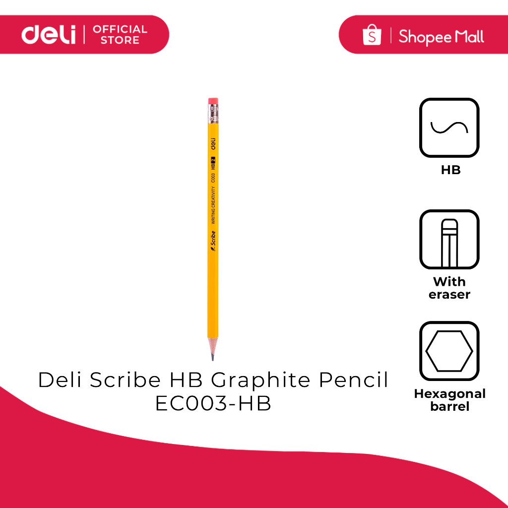 Deli EC003-HB Scribe HB Graphite Pencil | Shopee Philippines