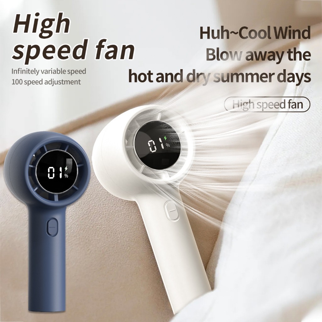 Mini Fan Rechargeable Handheld Jet Fan Strong Wind 100-Gear Wind Speed ...