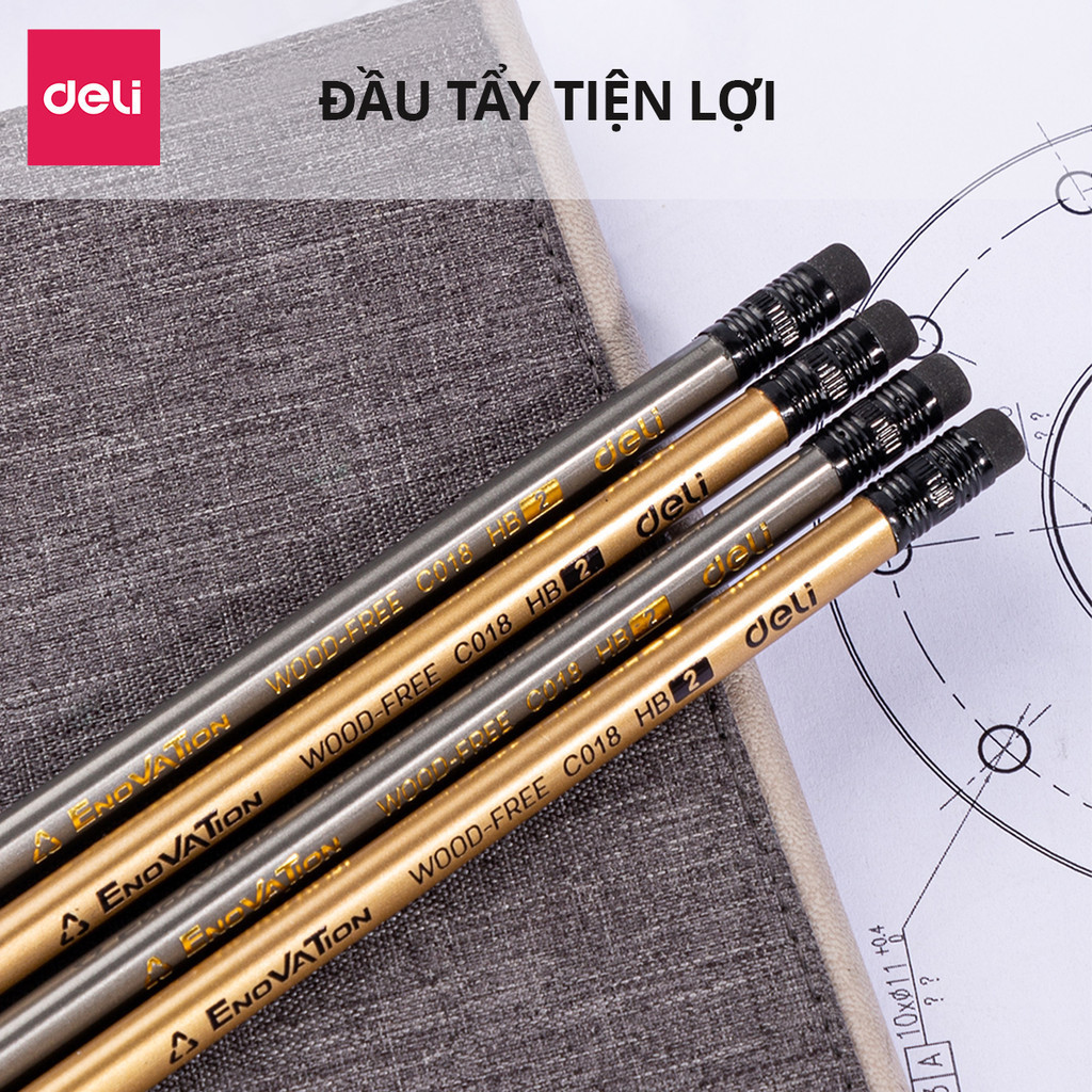 Deli Triangle Wooden Pencil - Comes with Safe Eraser for Fine Art ...