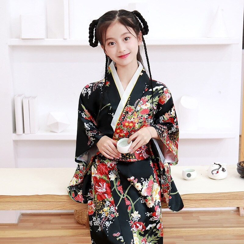 Baby Girl Kimono Traditional Formal Dress Kids Japanese Style Party ...