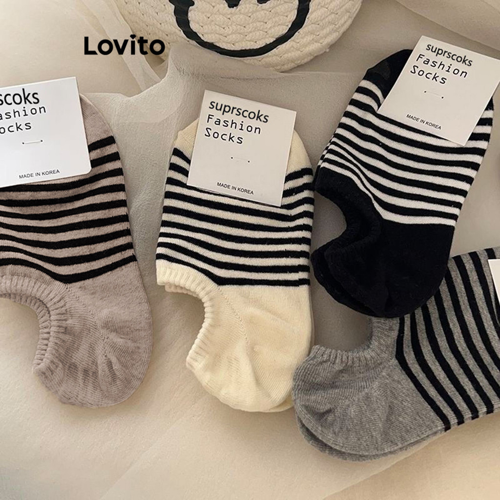 Lovito Women Colorblock Socks LNA34080 | Shopee Philippines