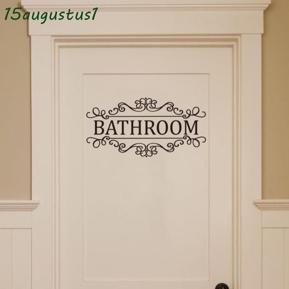 AUGUSTUS Toilet Door Stickers, Self-Adhesive Black WC Doorway Sign, Art ...