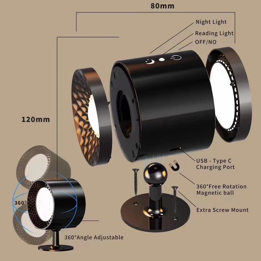 LED Wall Mounted Lights Remote Control Wall Lamp Indoor Rechargeable ...