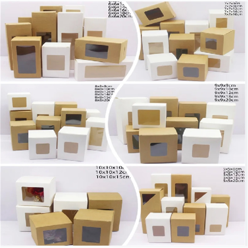 10 pcs 5/6/7/8/9cm multi size white/kraft paper/gift box, wedding candy ...