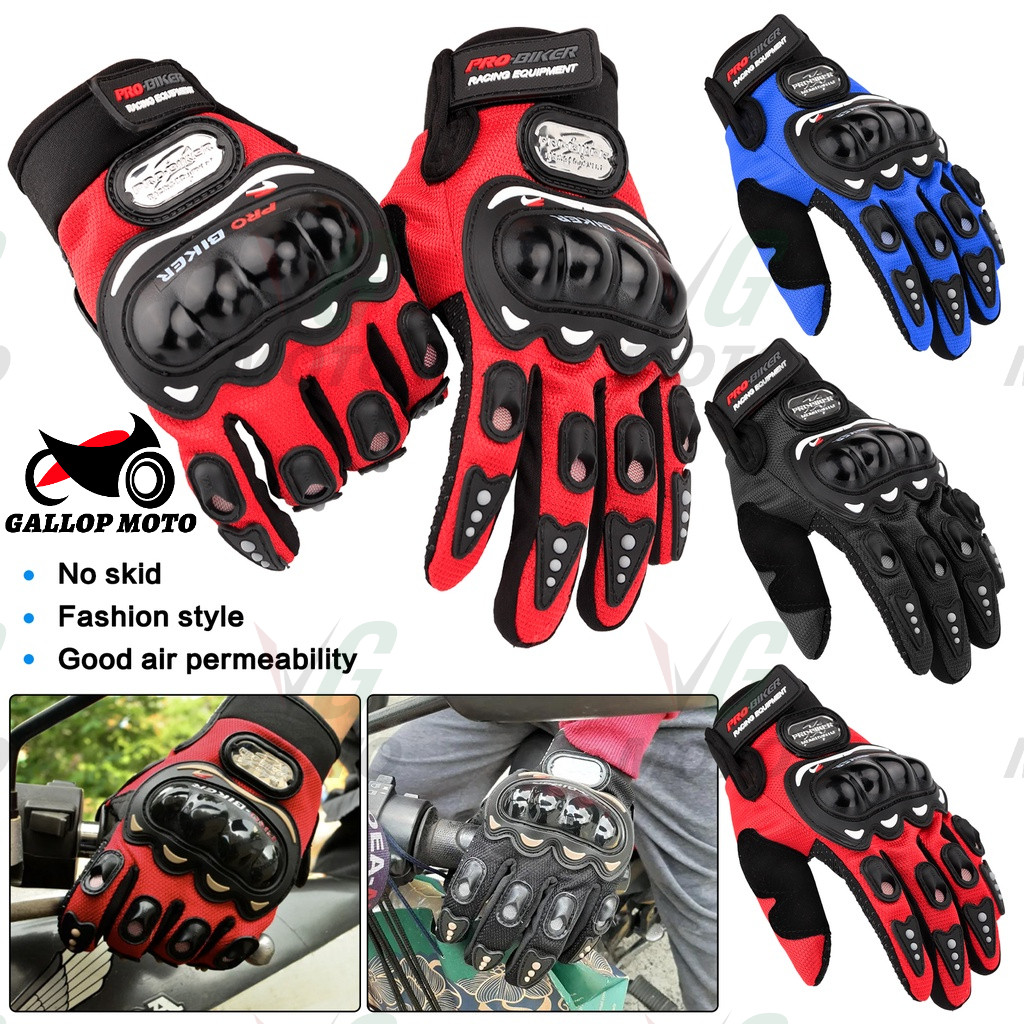 Full Finger Motorcycle Gloves (Black/RED/BLUE) (m/l/xl) | Shopee ...