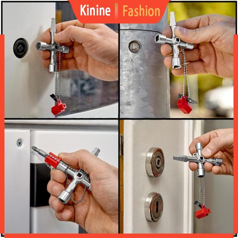 KIN 4 Way Key Cross Key Wrench Multi-Functional Cross Key for Plumbers ...