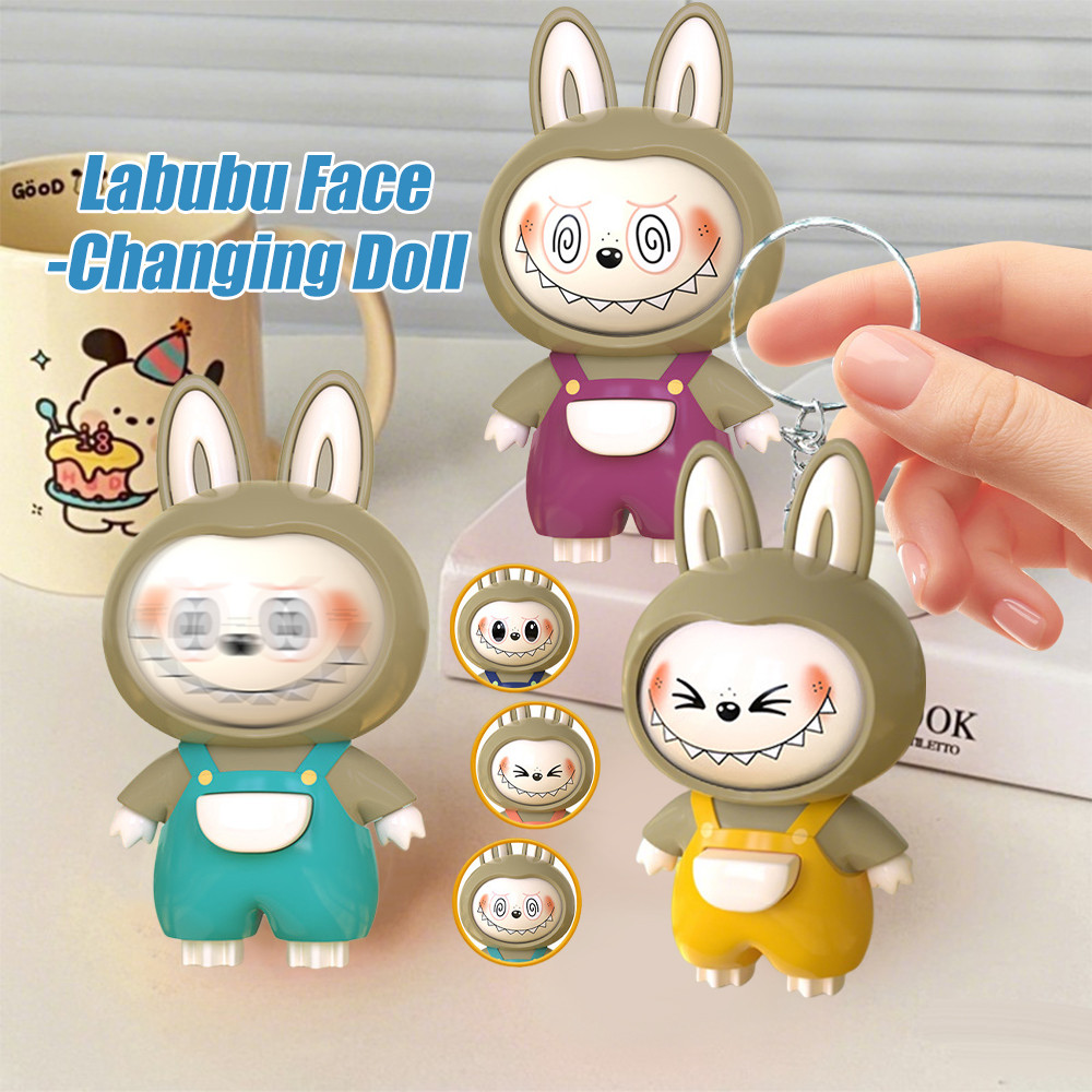 Kissdora Labubu Face-Changing Doll Keychain Kawaii Keychain For Bag ...