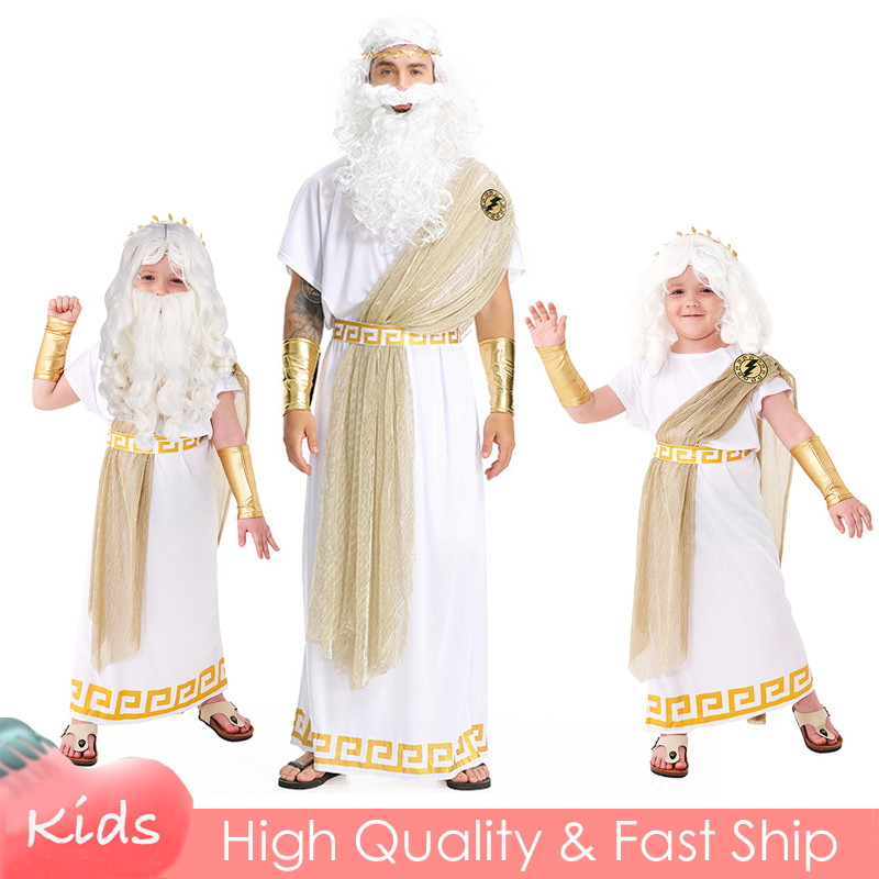 Traditional Greek God Zeus Cosplay Costume For Kids Boy Jesus Man Adult ...