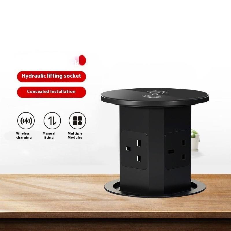 British Lifting Socket Embedded Kitchen Smart Socket Hidden Vertical Desktop Island Table ...