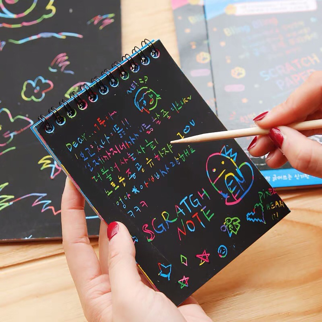 10 Sheets Colorful Scratch Book DIY Graffiti Painting Book Coloring ...