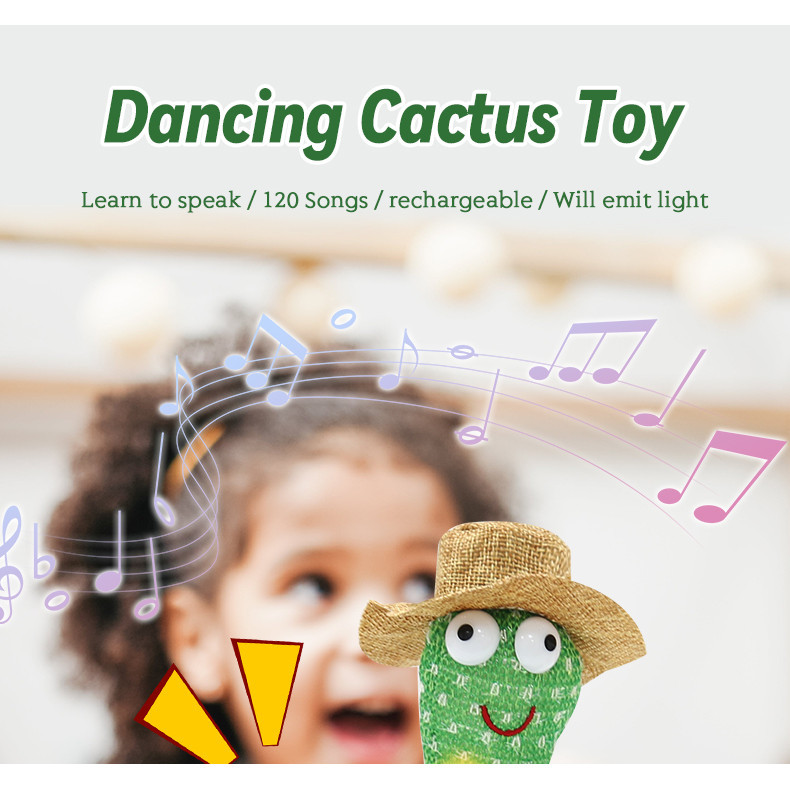 Niko Dancing Cactus Toy with Light Talking Electronic Shake Dancing ...