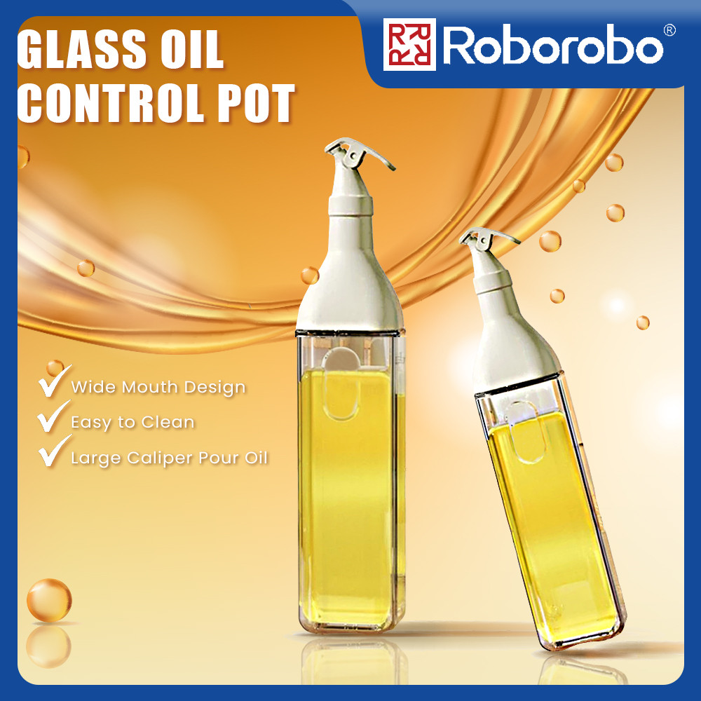 ROBOROBO Glass Oil Pot Leak-Proof Seasoning Bottle Sesame Dispenser 500ml/480ml W/Free Eng ...