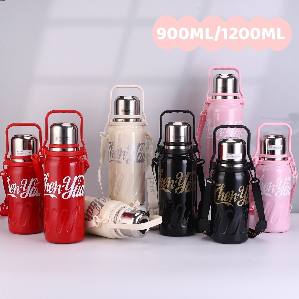 Insulated Vacuum Tumbler Stainless Steel Thermos with Strap Handle ...